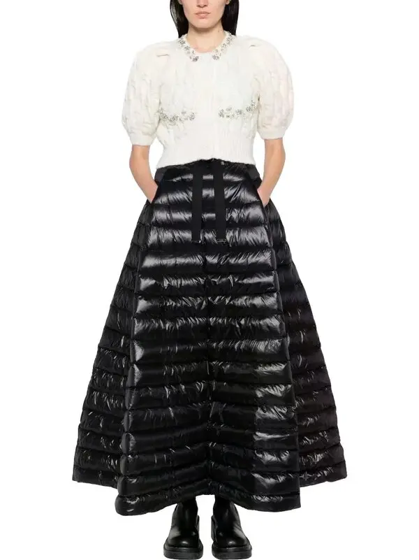 Herno Quilted Maxi Skirt With Drawstring Waist - Black