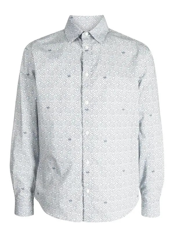 Maison Kitsuné Graphic-print Cotton Shirt - Blue