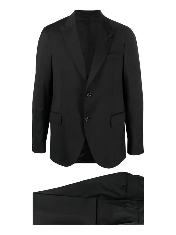 LARDINI Single-breasted Two-piece Wool Suit - Black