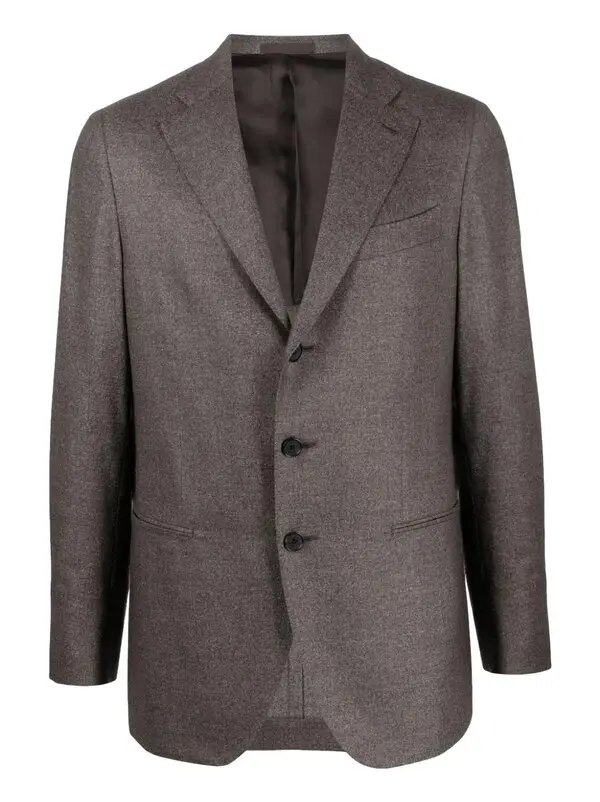 Caruso Single-breasted Wool Blazer - Grey