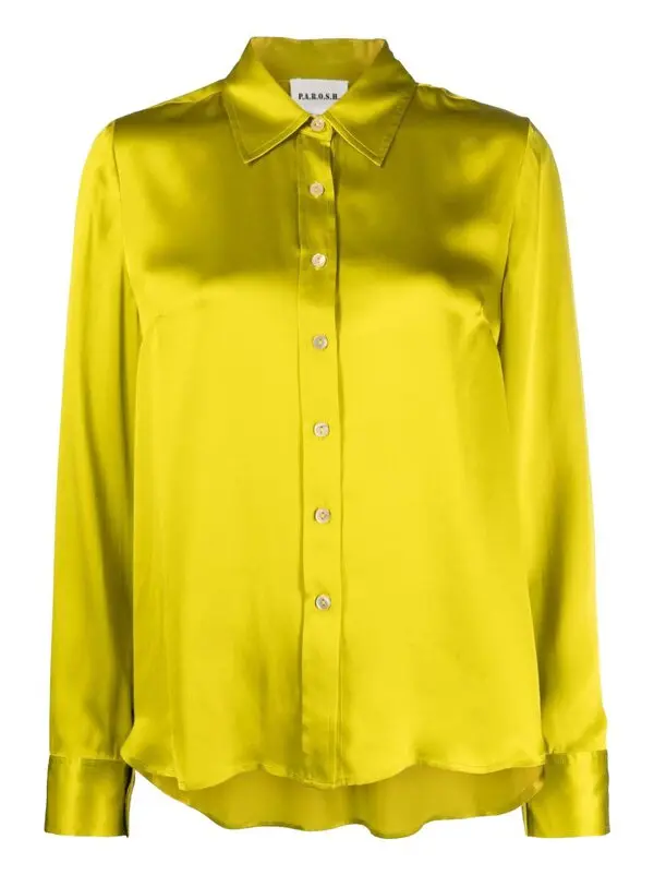 P.a.r.o.s.h Long-sleeve Silk Satin Shirt - Green