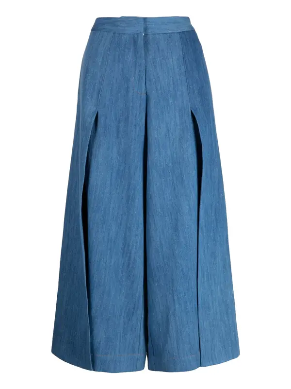 Palmer//harding High-waisted Cropped Trousers - Blue