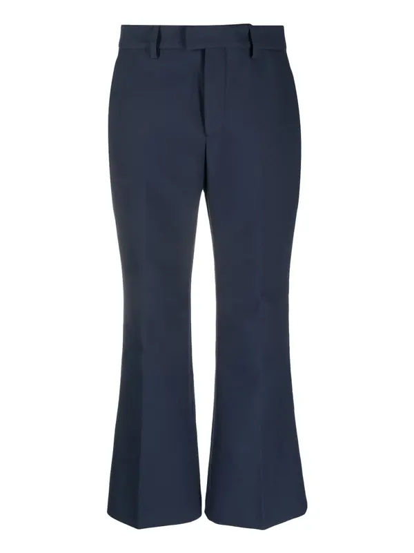 Closed Wide-leg Cropped Trousers - Blue