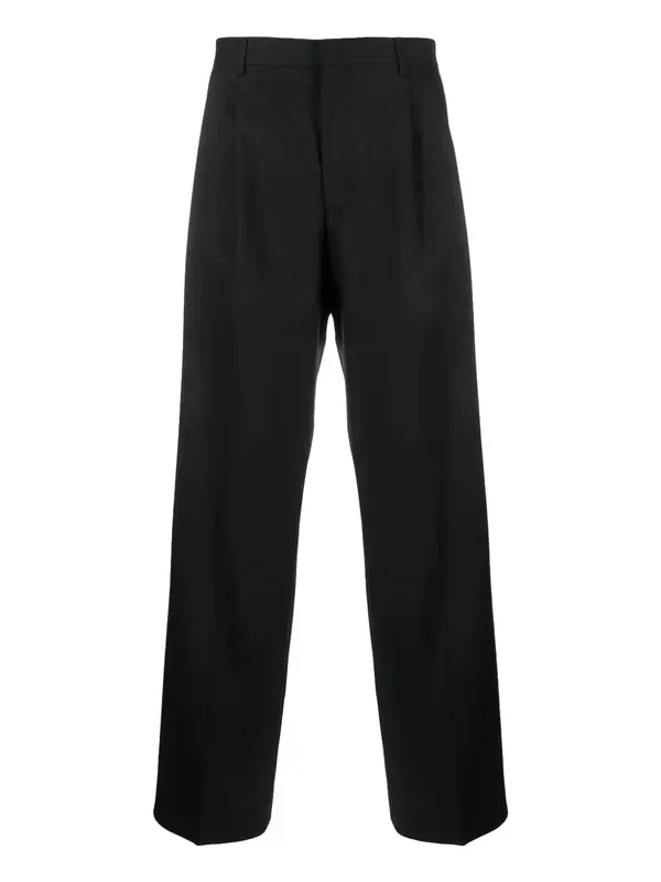 SUNFLOWER Pleated Straight-leg Wool Trousers - Black