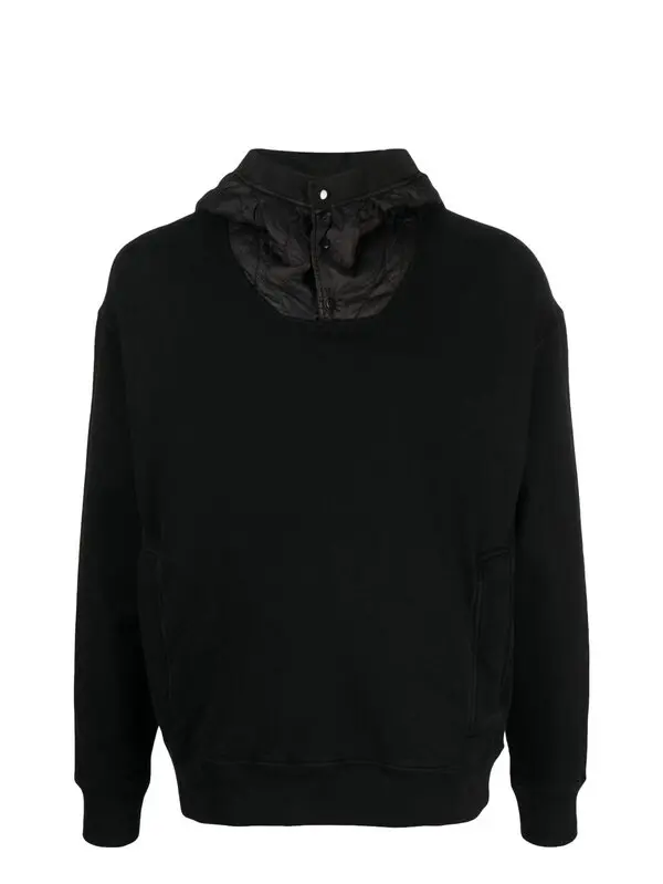 TEN C Logo-patch Cotton Hoodie - Black