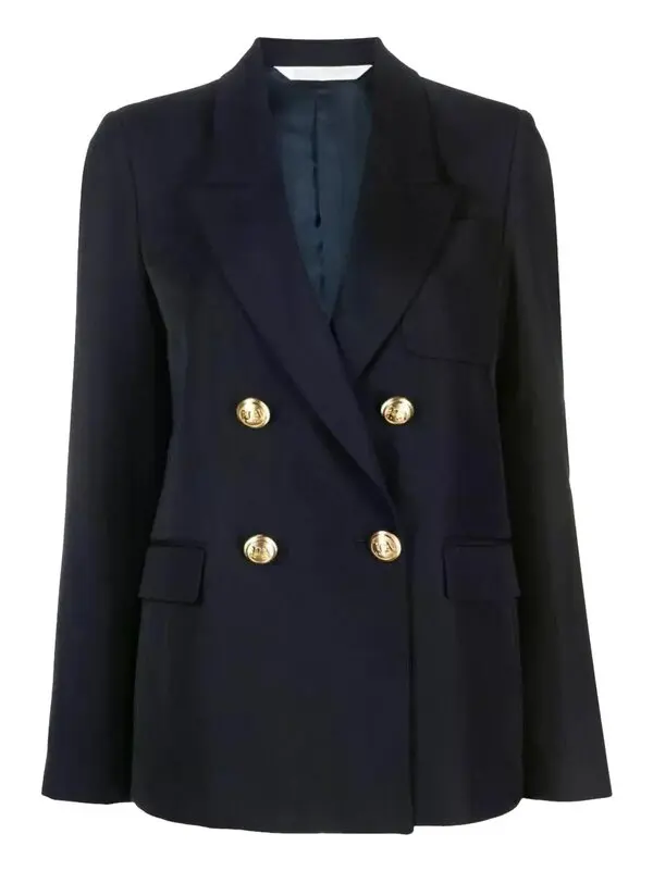 Palm Angels Palm-embroidered Double-breasted Blazer - Blue