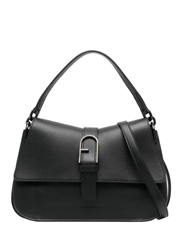 Furla Logo-plaque Leather Shoulder Bag - Black