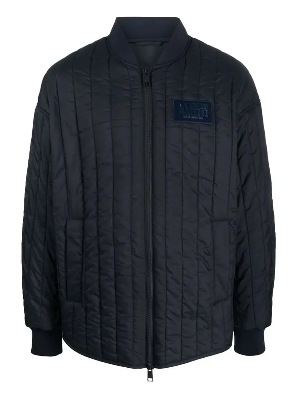 Armani Exchange Logo-patch Quilted Bomber Jacket - Blue