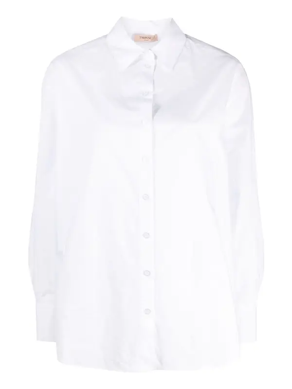 TWINSET Chain-link Belted Poplin Shirt - White