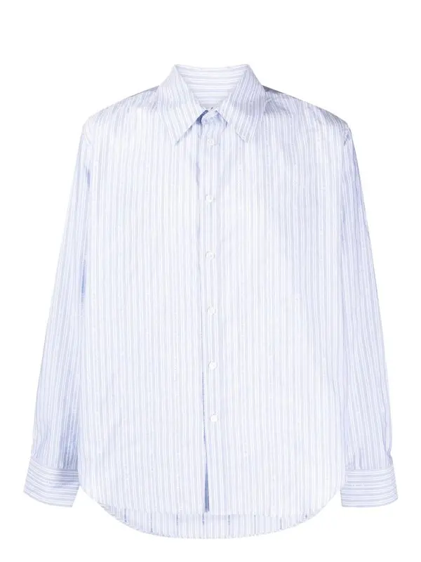 Martine Rose Striped Logo-print Cotton Shirt - Blue