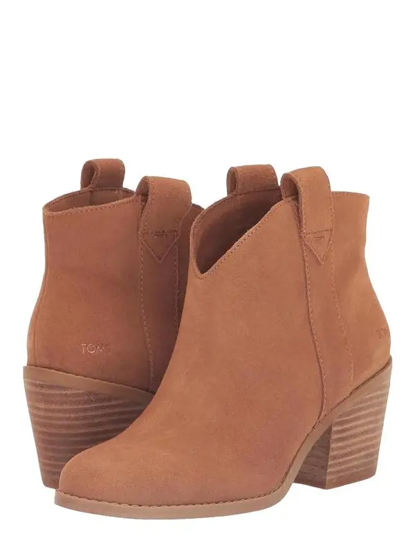 Toms Constance Suede Mini Cheetah Print Ankle Boots - Tan