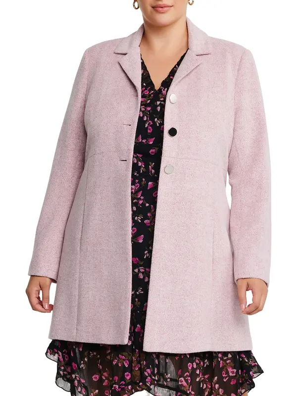 ESTELLE Notched Lapel Coat - Dusty Pink