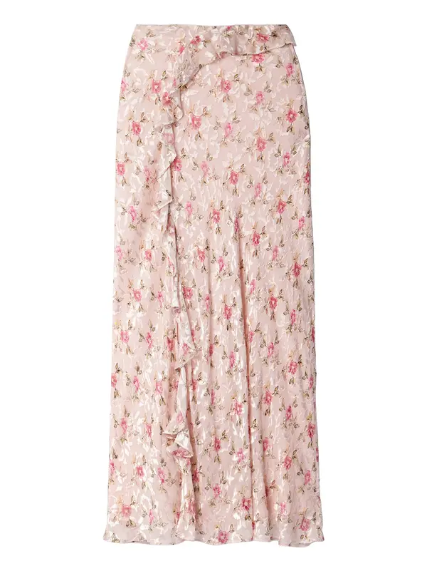LoveShackFancy Sumi Floral-print Maxi Skirt - Pink
