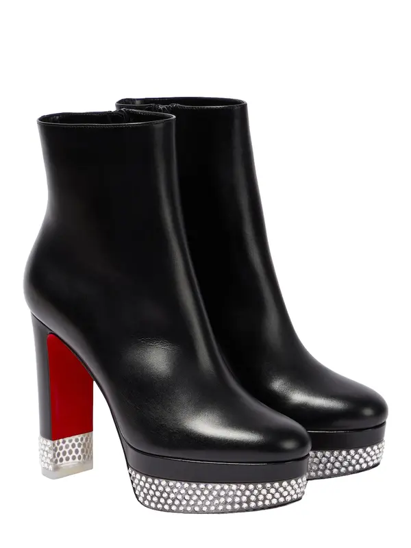CHRISTIAN LOUBOUTIN Cassandribooty Leather Ankle Boots - Black