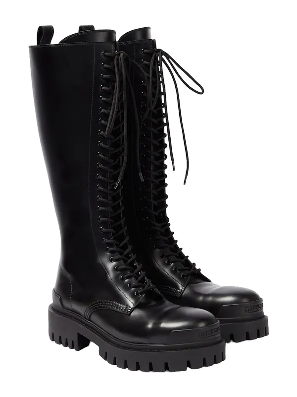 Balenciaga Strike Lace-up Boots - Black