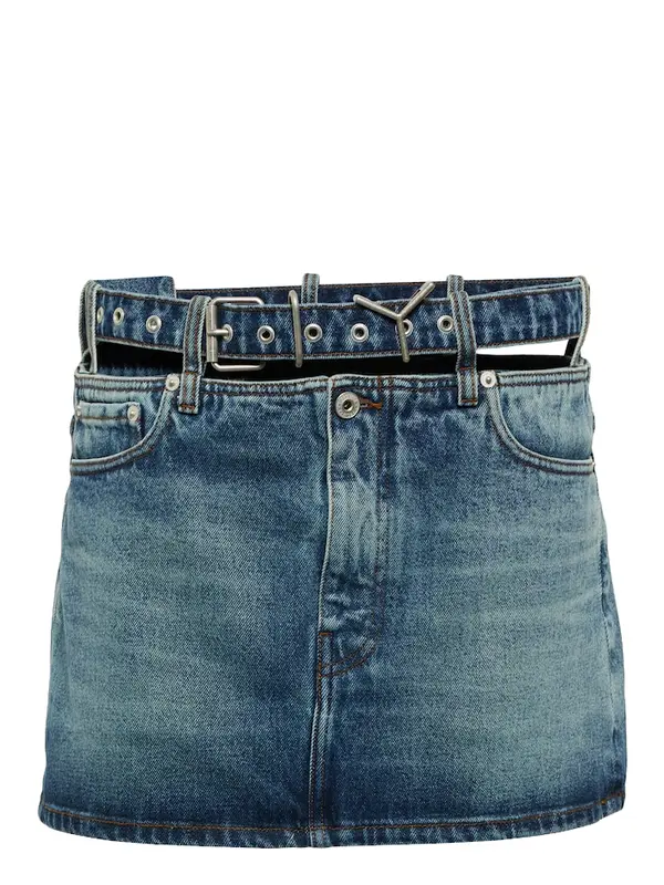 Y/project Y Belt Denim Mini Skirt - Blue