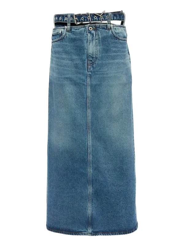 Y/project Y Belt Denim Maxi Skirt - Blue