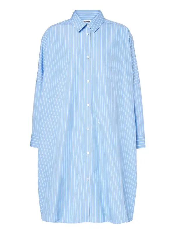 JIL SANDER Striped Cotton Poplin Shirt - Blue