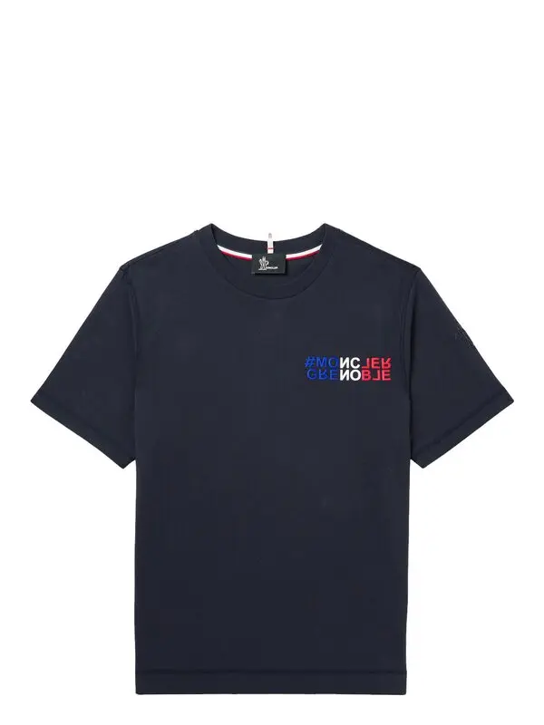 Moncler Slim-fit Logo-print Cotton-jersey T-shirt - Blue