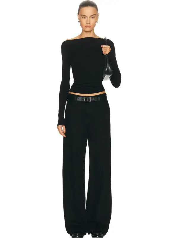 Enza Costa Silk Knit Boatneck Top - Black