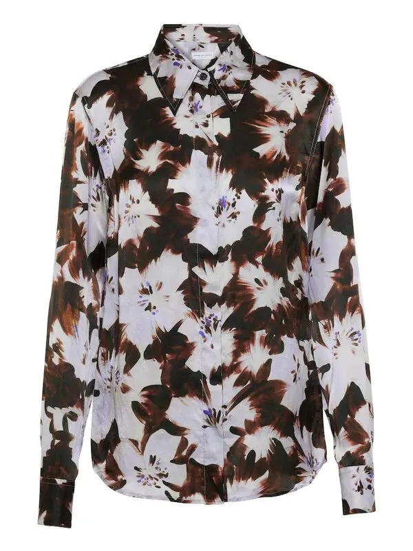 Dries Van Noten Chowy Floral Silk Satin Shirt - Multicoloured
