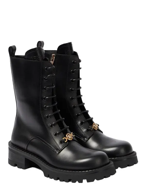 Versace Vagabond Leather Boots - Black