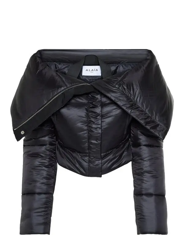 Alaïa Cropped Puffer Jacket - Black