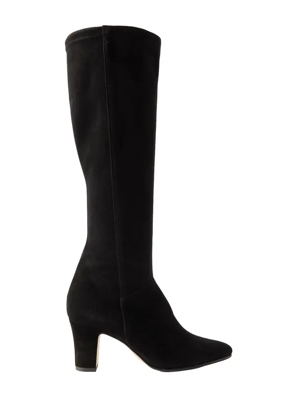 Manolo Blahnik Pitana 70 Suede Knee Boots - Black