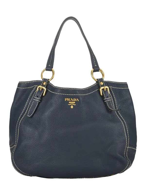 Prada Vitello Daino Sacca 2 Manici Top Handle Bag - Navy