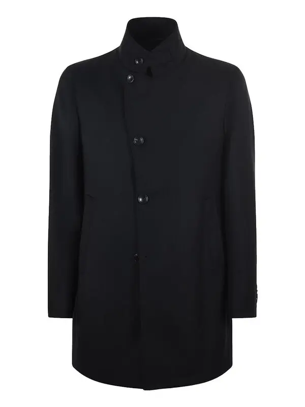 Tagliatore Virgin Wool Coat With Button Closure - Black