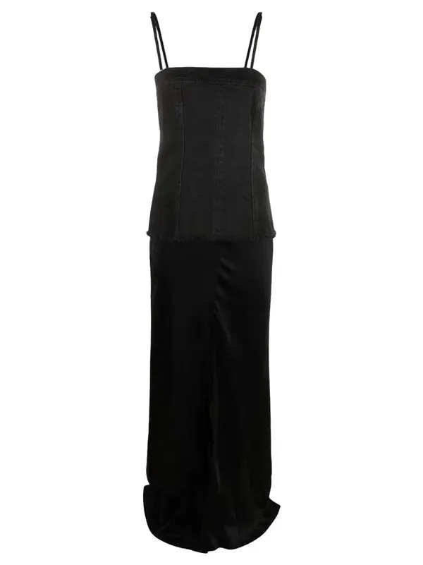 Blumarine Denim Insert Raso Dress - Black