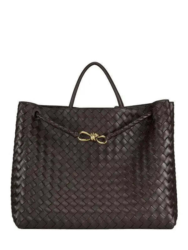 Bottega Veneta Andiamo Intrecciato Leather Top-handle Bag - Fondant