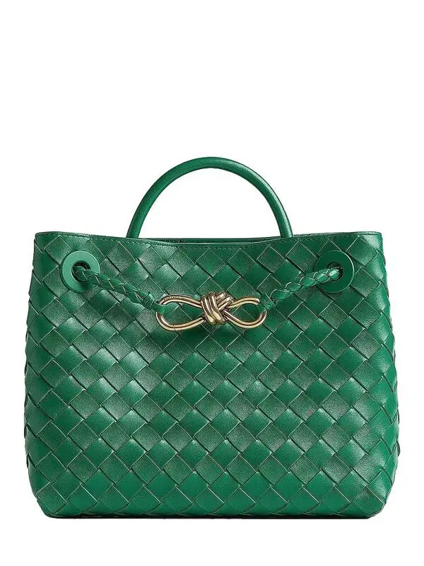 Bottega Veneta Andiamo Intrecciato Leather Top-handle Bag - Green
