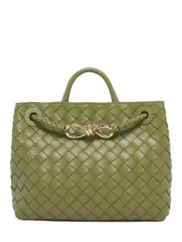 Bottega Veneta Andiamo Intrecciato Leather Top-handle Bag - Matcha