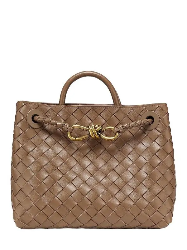 Bottega Veneta Andiamo Intrecciato Leather Top-handle Bag - Pinecone
