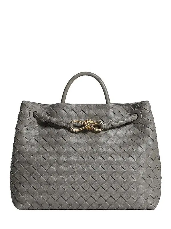Bottega Veneta Andiamo Intrecciato Leather Top-handle Bag - Basalt