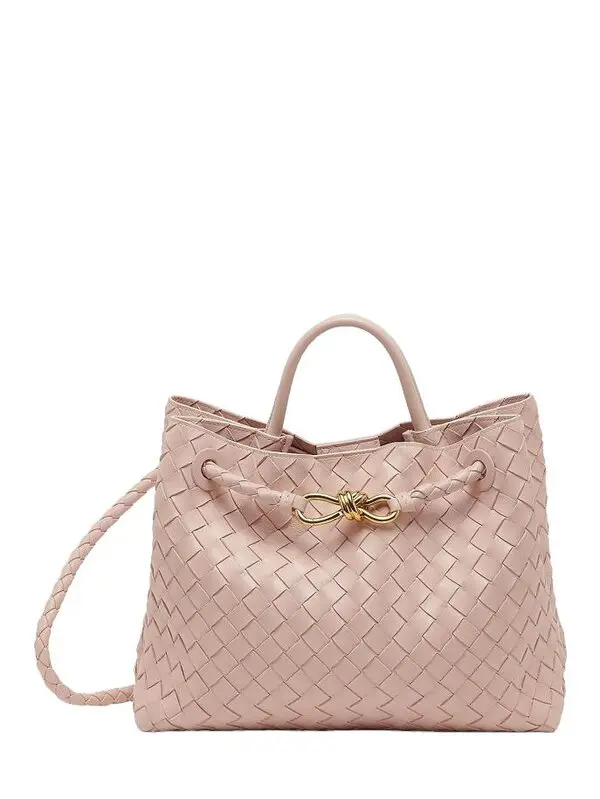Bottega Veneta Andiamo Intrecciato Leather Top-handle Bag - Cameo