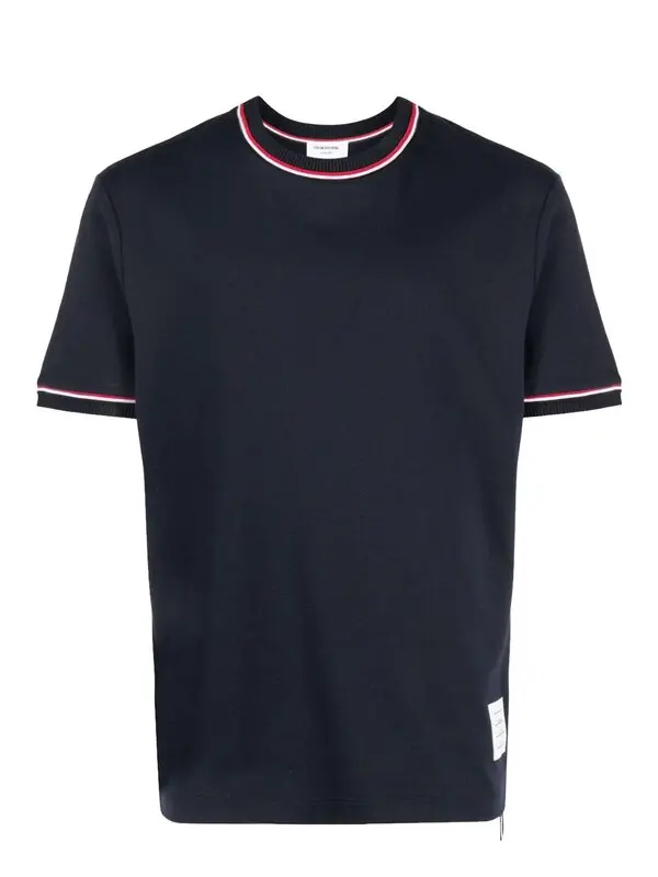 Thom Browne Stripe-trim Short-sleeve T-shirt - Blue