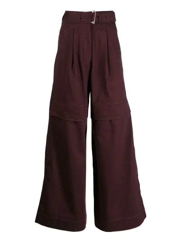 SA SU PHI Layered-effect Wide-leg Trousers - Red