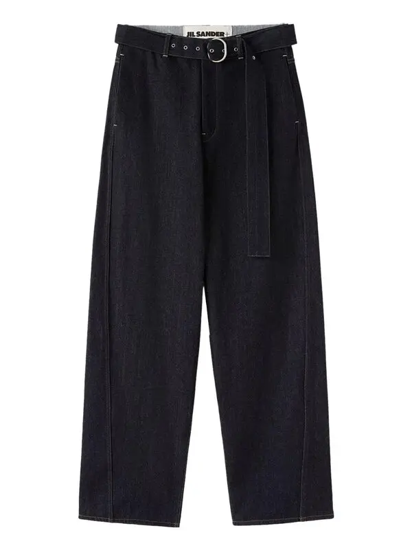 JIL SANDER Belted Wide-leg Jeans - Blue