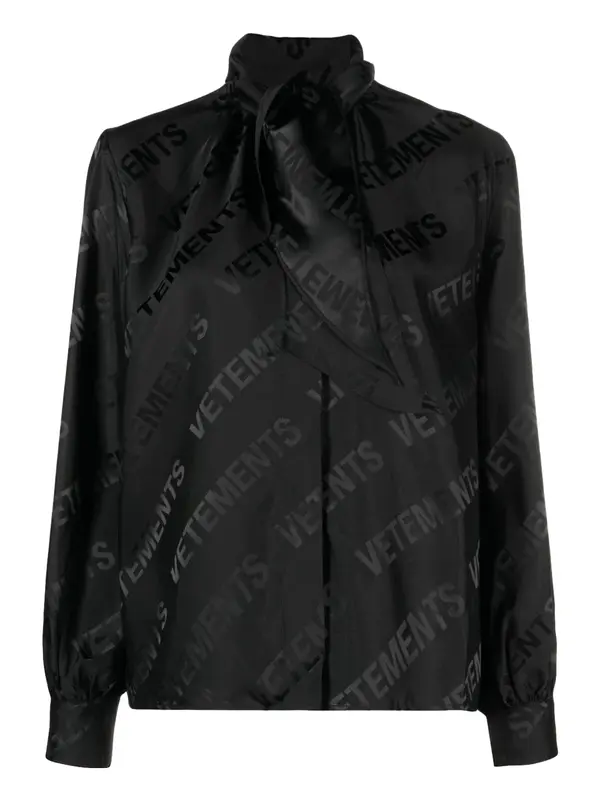 Vetements Logo-jacquard Button-up Shirt - Black