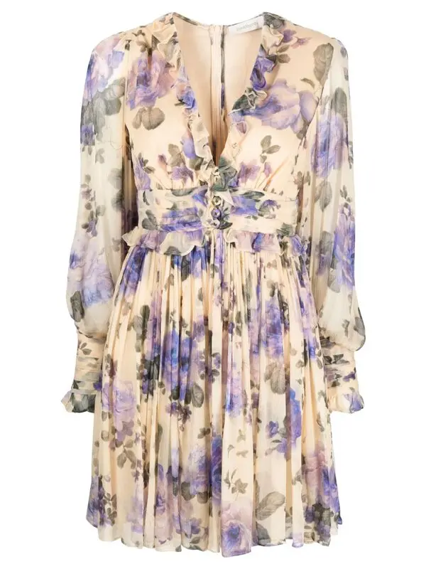 Zimmermann Lyrical Floral-print Minidress - Neutrals