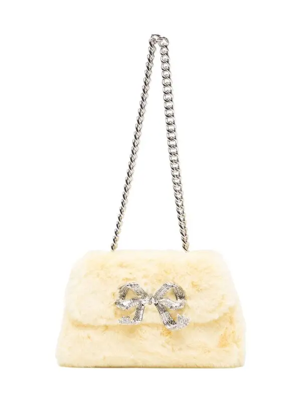 SELF-PORTRAIT Fluffy Bow Shoulder Bag - Yellow