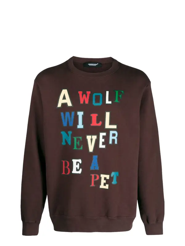 UNDERCOVERISM Slogan-print Cotton Sweatshirt - Brown