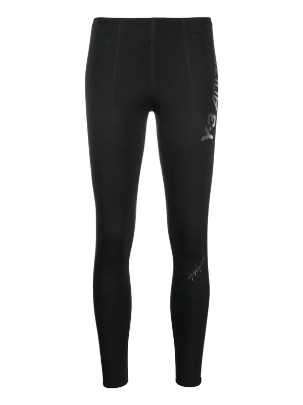 Y3 Logo-print Running Leggings - Black