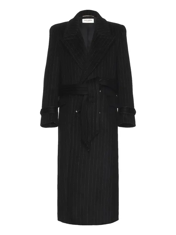 Saint Laurent Manteau Crante Coat - Noir