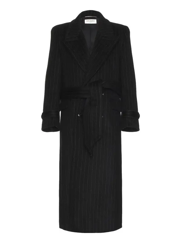 Saint Laurent Manteau Crante Coat - Noir