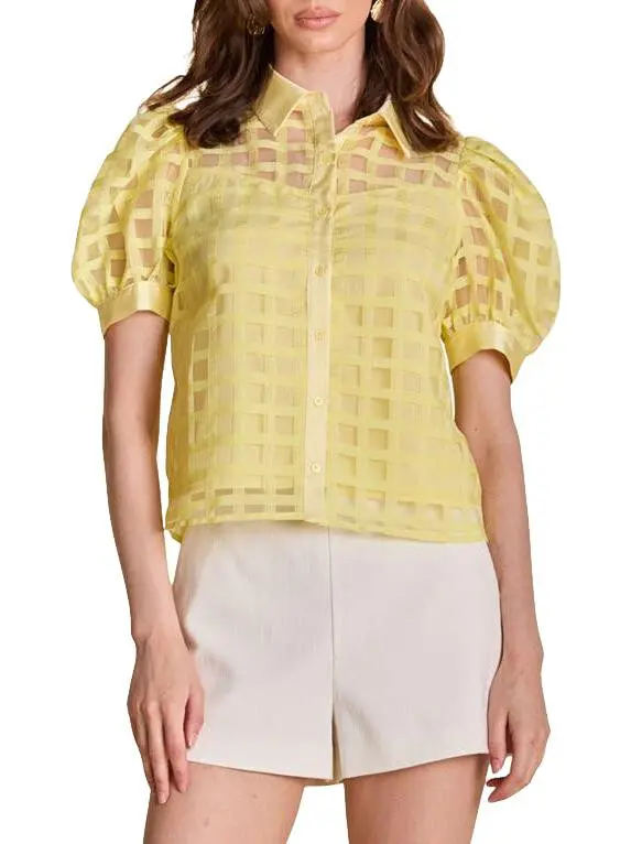 English Factory Puff Sleeve Organza Top - Light Yellow