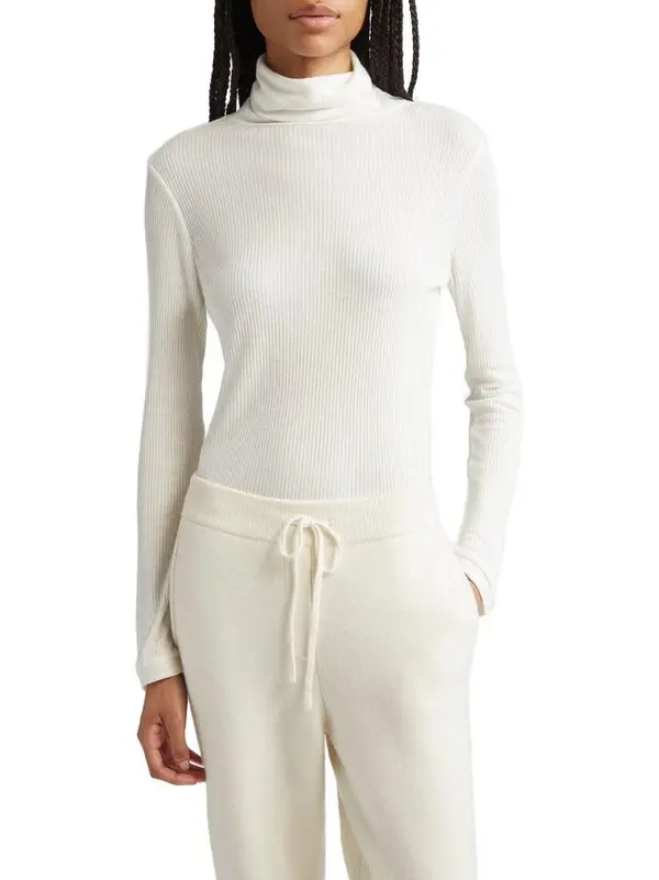 Loulou De Saison Ribbed Turtleneck Top - Ivory
