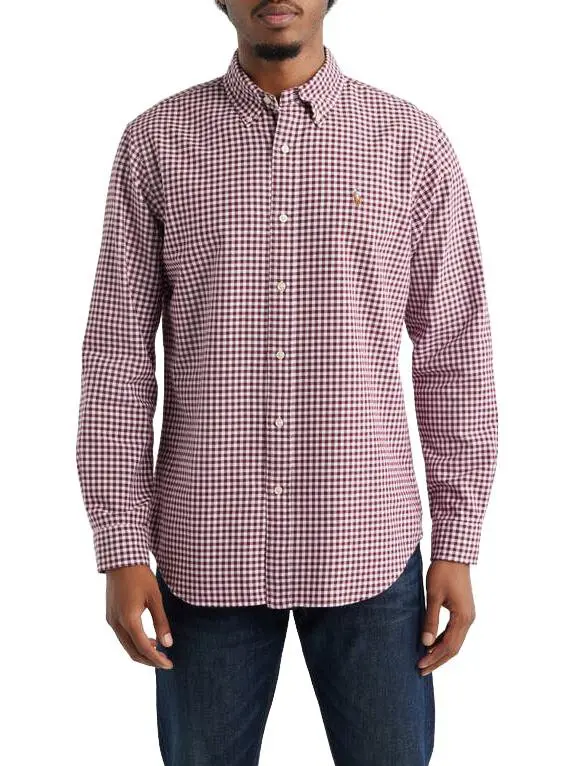 Polo Ralph Lauren Gingham Button-down Oxford Shirt - Wine/white